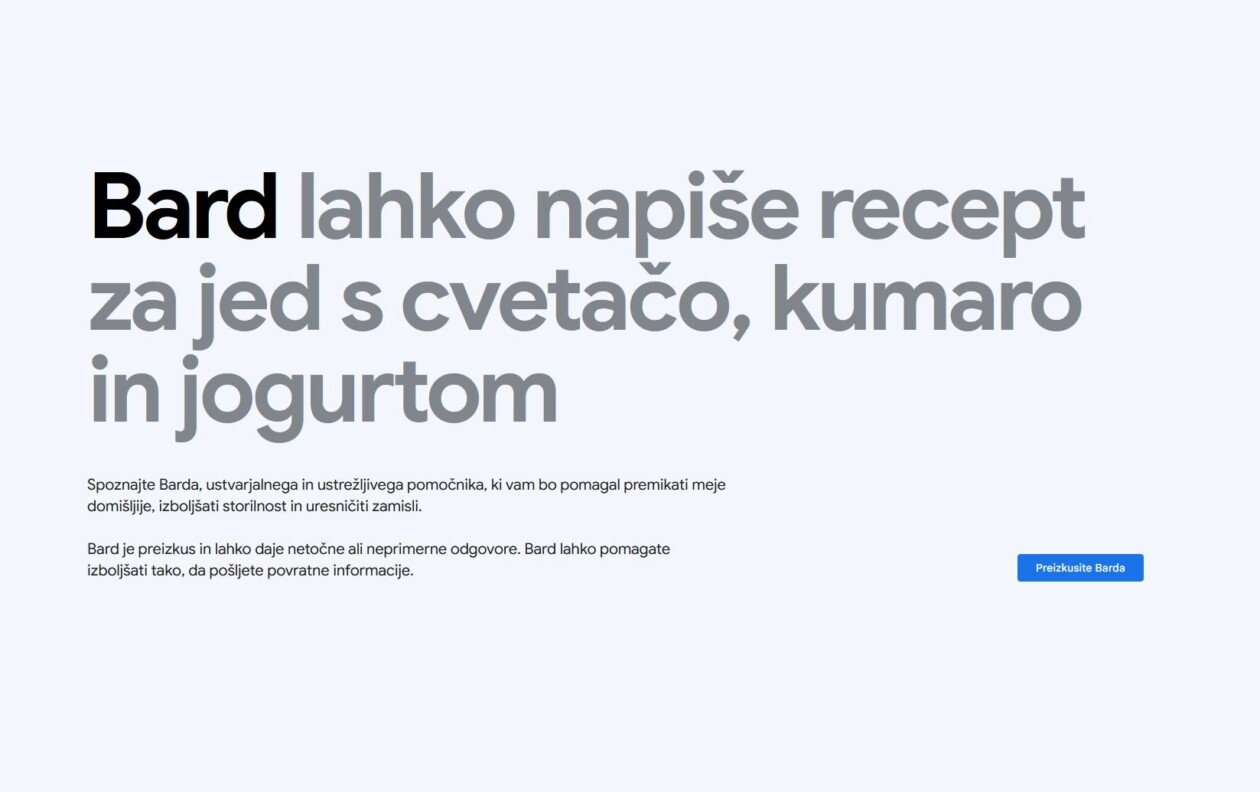 Googlov klepetalni robot Bard od zdaj na voljo tudi v Sloveniji | Radio ...